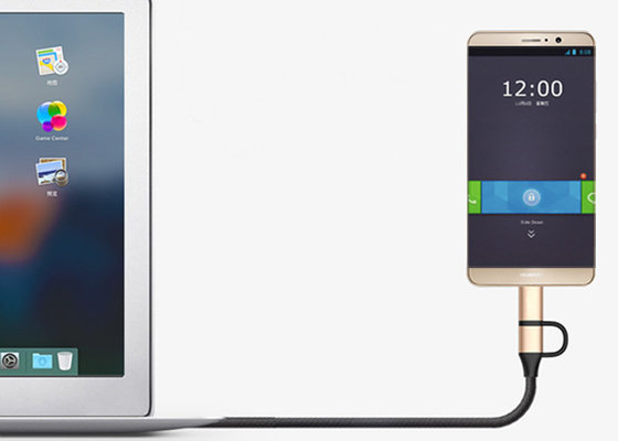 3.3 Feet 2 in 1 USB Type C Micro USB Charging / Sync Cable for New MacBook / Google Pixel XL
