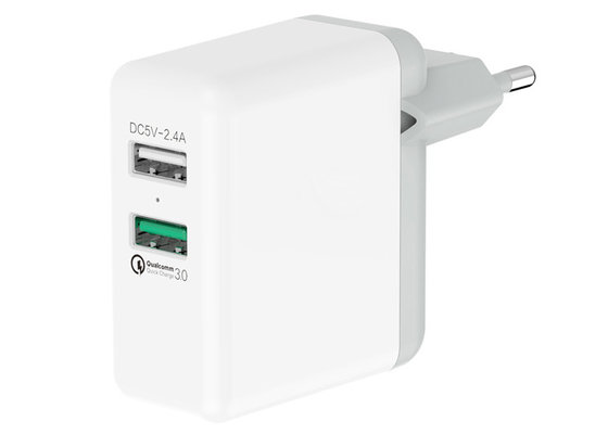 Dual Port Quick Mobile Phone Charger, LED Internal Light Wall Charger