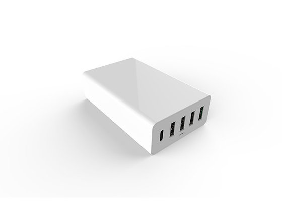 51.5W 5 Ports Type C Desktop Fast AC Wall Power Adapter Quick Charge 3.0 + USB C Charger