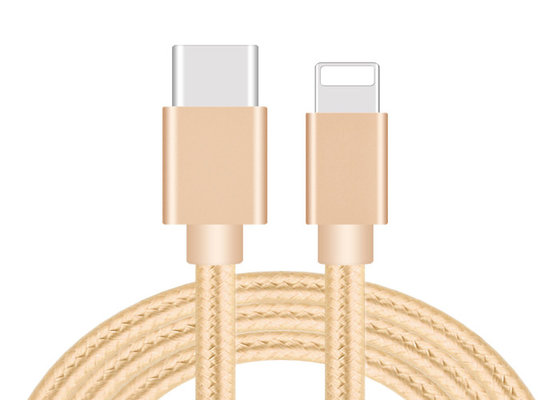 Gold Color Fast Charging Usb C To Lightning Cable For Iphone X / 8 / 8 Plus