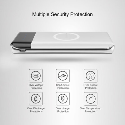 2018 New PC+ABC+ Electroplate Wireless Charger 10000 mAh  Polymer Power Bank