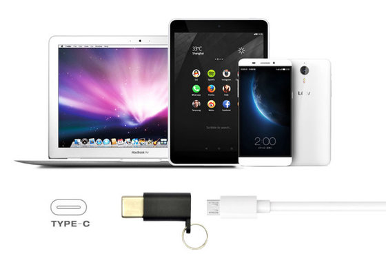 Aluminum USB Type C Micro USB Adapter With Keychain RoHS CE Certification