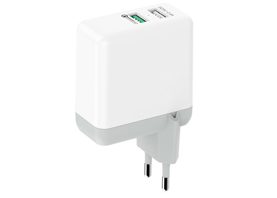 QC 3.0 + 2.4A USB Fast Cell Phone Charger PC + ABS , UV coated Wall USB Charger