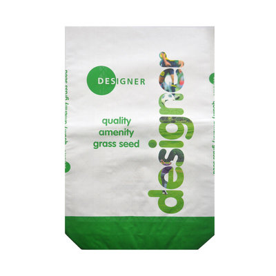 Custom Recyclable WPP Block Bottom Valve Bag , Grass Seed Packing Bag 25kg