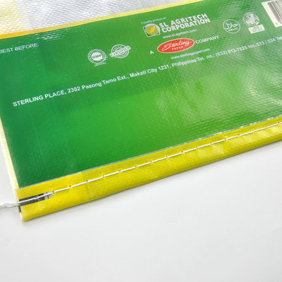 Rice Packing BOPP Laminated Bags With Patch Handle , 10kg Side Gusset Bag