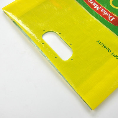 10kg BOPP Laminated Polypropylene Rice Bags With Patch Handle Durable Reusable