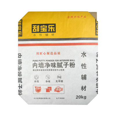 Moisture Proof Multiwall Paper Valve Bags 20kg For Packing Tile Adhesive