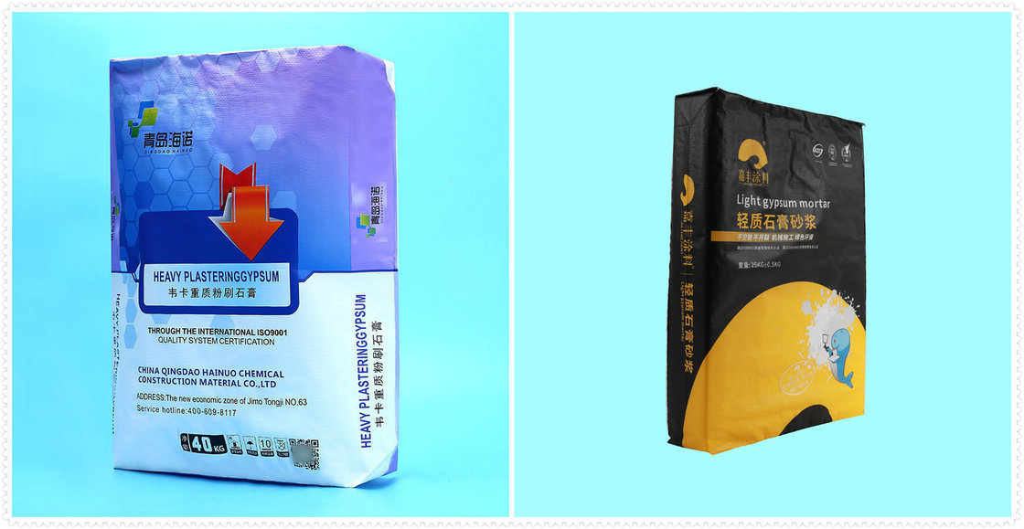 Recycled PP Woven Block Bottom Valve Bag , Cement Materials Packing Bags