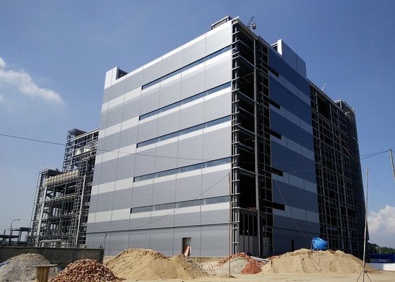 High Rise Steel Frame Office Building , Prefab Commercial Buildings Bolts Connection
