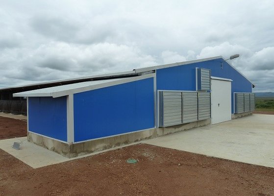 Pre - Engineered Steel Chicken Houses Gabled Steel Structure With Feed Box