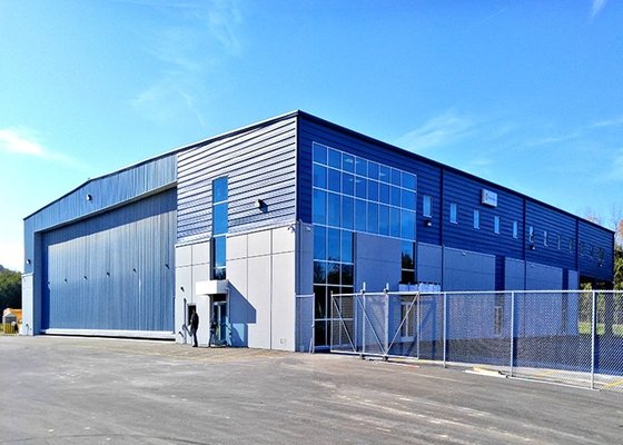 Gable Symmetrical Steel Structure Hangar Special Design With Huge Entrance Door