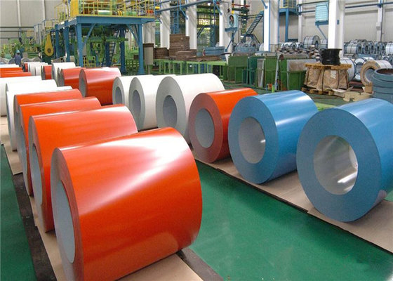 Hot Dipped Zinc Coated Color Steel Coil Roll Professional 14 - 25 Micron Top Paint