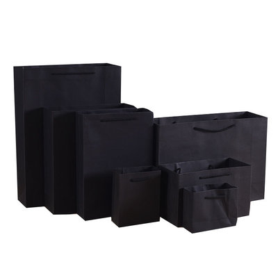 Custom printing single color black paperboard bag clothes shopping bag supplier