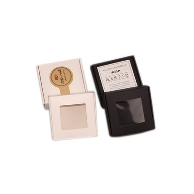 Square soap box with label sticker clear window supplier