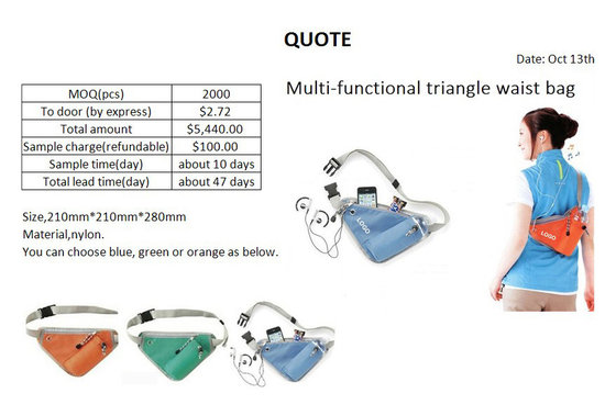 Multi-functional triangle waist bag