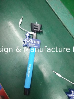 Custom design logo pvc/rubber/silicon Cable Wired Selfie Handheld Stick Monopod ,cartoon wired Selfie Stick supplier