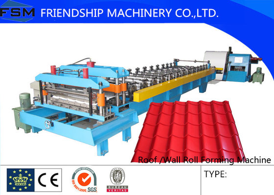 Aluminum Sheet / Steel / Color Alu Coil Glazed Tile Roll Forming Machinery Driven By Chain