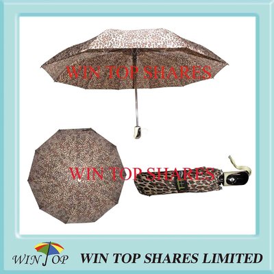 China 21.5" X 10k Auto Open Close Leopard Umbrella Parasol supplier