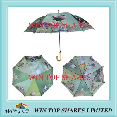 China 8 kinds of birds photo sublimated printing Umbrella supplier