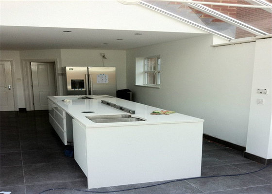 Customized Marble Kitchen Worktops Absolute White for Commercial Decoration Projects