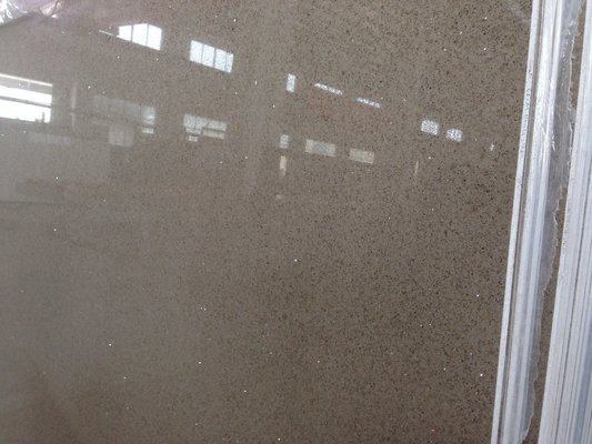 Engineered Coffee Star Quartz Floor Tiles , Quartz Stone Slabs 3000mm x 1400mm