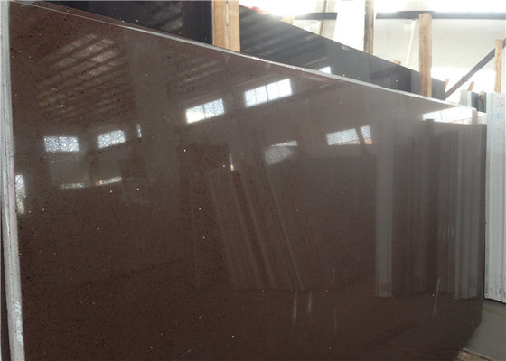 Brown Polished Honed Surface Quartz Stone Slab For Shower Room Floor