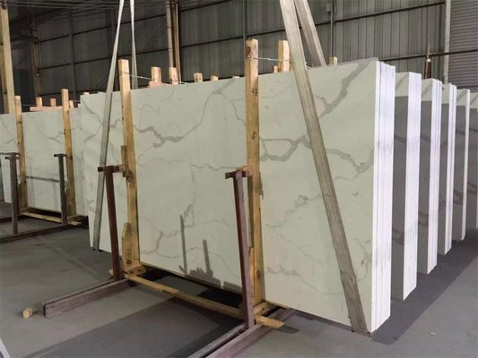 NSF Certified Calacatta Quartz Jumbo Slabs For Commercial / Residential Projects