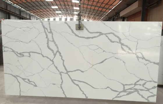 New White Marble Vein Quartz Island Tops NSF / CE Certificate
