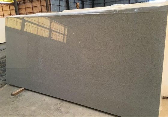 Europe Prefered Jumbo Quartz Stone Slabs Grey Sparkle CE Certified