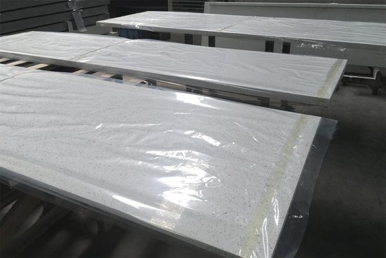 White Quartz Stone Worktops , 20 mm Thick Artificial Stone Kitchen Worktops