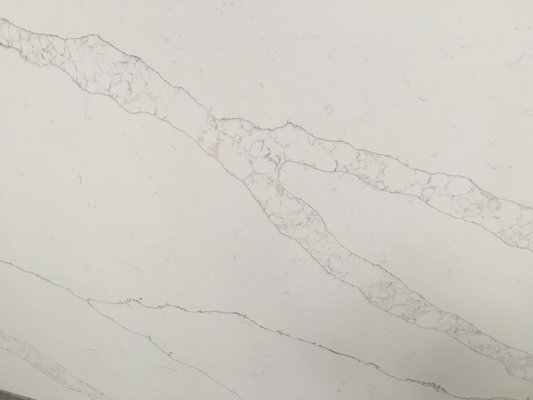 High Polished Calacatta Pattern Artificial Quartz Stone Surface For Bathroom Vanity Tops / Benchtops