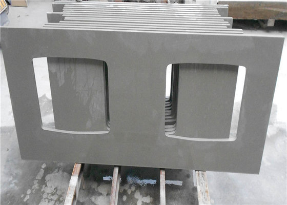 Solid Surface Custom Quartz Bathroom Vanity Tops , Decorative Quartz Stone Vanity Top