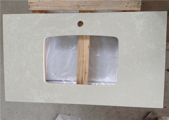 Polished Artificial Quartz Stone Bathroom Vanity Tops with Single Sink , Engineered Quartz Rock Slab