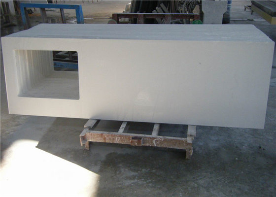 Stone Tile Slabs White Quartz Kitchen Countertops / Recycled Quartz Kitchen Counters