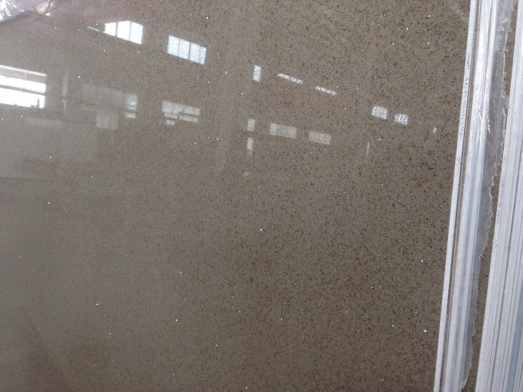 Engineered Coffee Star Quartz Floor Tiles , Quartz Stone Slabs 3000mm x 1400mm