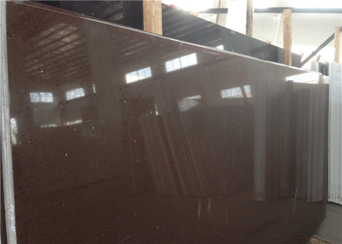 Brown Polished Honed Surface Quartz Stone Slab For Shower Room Floor