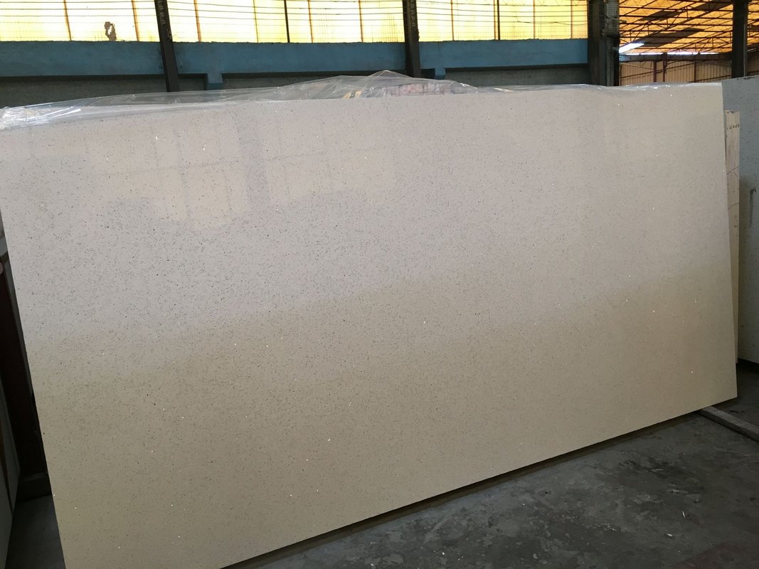 White Mirror Countertop Artificial Quartz Stone Custom Size