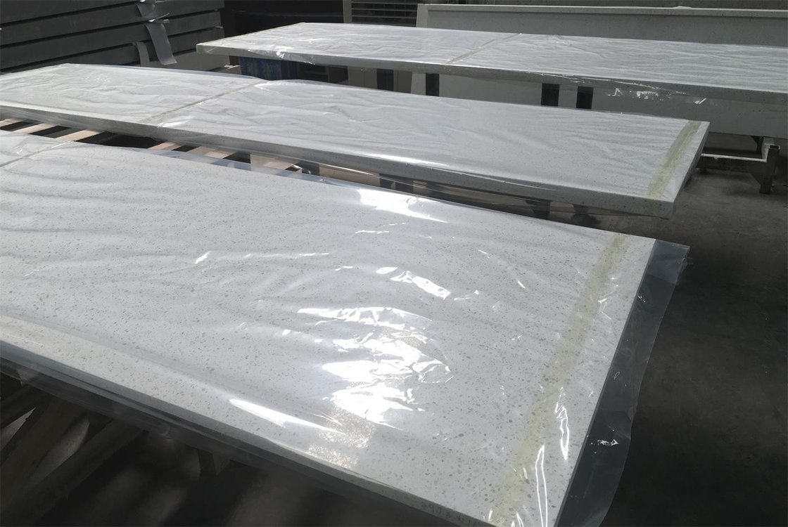 White Quartz Stone Worktops , 20 mm Thick Artificial Stone Kitchen Worktops