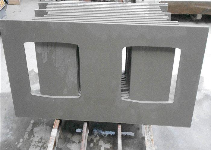 Solid Surface Custom Quartz Bathroom Vanity Tops , Decorative Quartz Stone Vanity Top