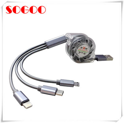 3 In 1 Multi Retractable USB Charging Cable For Electronic Appliances