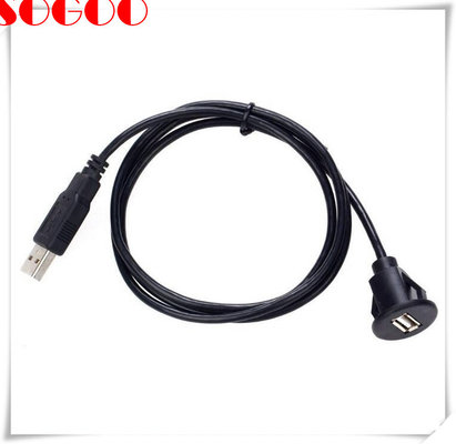 Waterproof Car Dashboard Flush Mount USB 2.0 Socket Extension Panel Cable