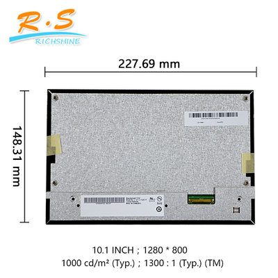 1000 Cd/M² 10.1 Inch Lvds LCD Display Module Industrial Screen G101EVN03.1 1280×800 Pixel