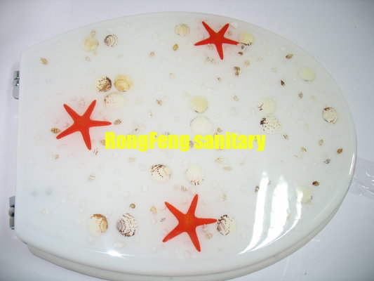 sea star shell toilet seat,poly resin decorated seat cover,color box,zinc alloy hinge