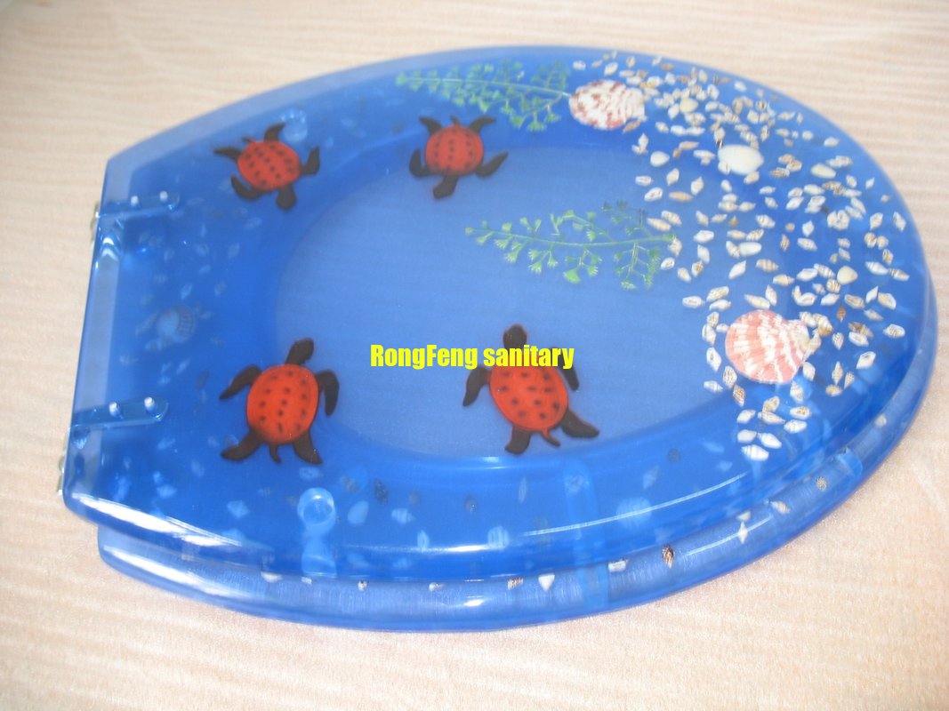polyresin toilet seat cover,MDF ,color toilet,PP toilet seat,sea star,shell transparent,