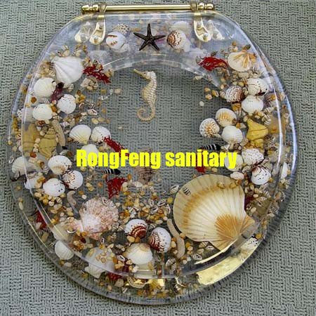 polyresin toilet seat cover,MDF ,color toilet,PP toilet seat,sea star,shell transparent,