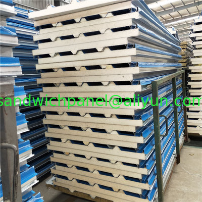 50mm polyurethane foam core material blue corrugated PU sandwich panel for clean room