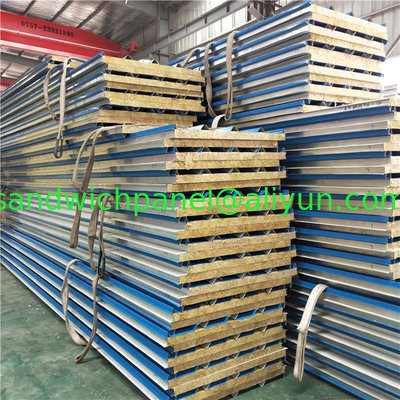 60kg corrugated 950 type rock wool sandwich roof panel with steel strip both side
