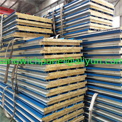blue corrugated A grade fire rating 50mm rock wool roof panel for warehouse