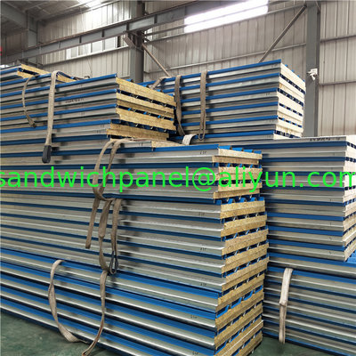 RAL 5015 color corrugated 50mm rock wool sandwich roof panel for factory building