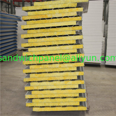 galvanized exterior wall cladding material glass wool sandwich panel with 0.6mm steel sheet up